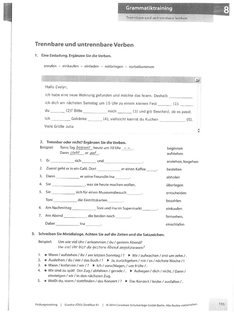 B1 Grammatik - Prüfungstraining | PDF