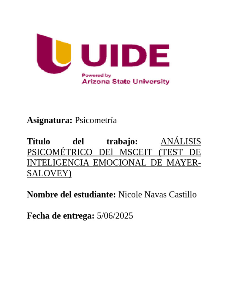 Actividad Evaluativa - Nicole Navas | PDF | Inteligencia | Validez ...