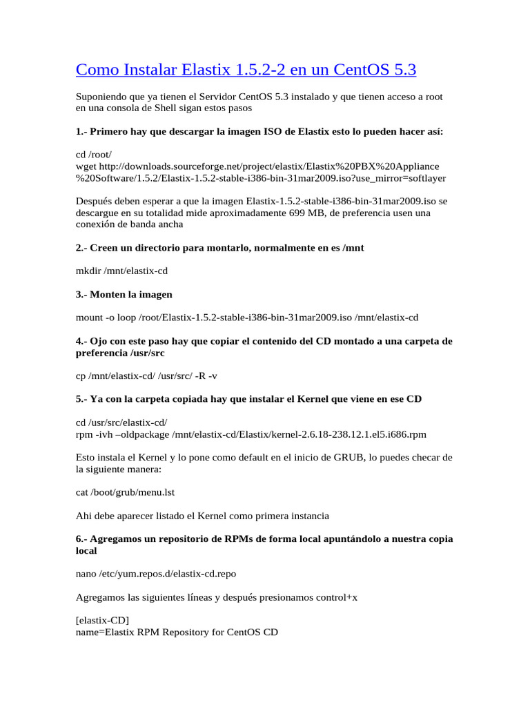 Como Instalar Elastix 1.5.2-2 en Un CentOS 5.3 | PDF | Arquitectura de Computadores | Tecnología ...