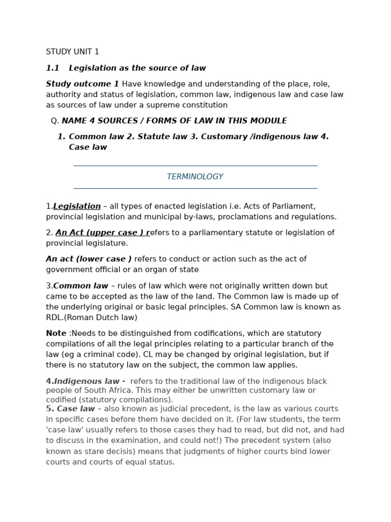 Sources and Interpretation of Law | PDF | Common Law | Case Law