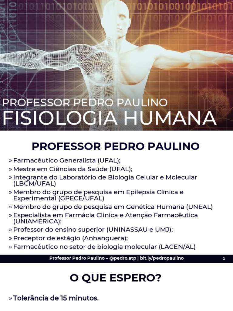 Fisiologia Humana com Professor Pedro Paulino | PDF | Corpo humano ...