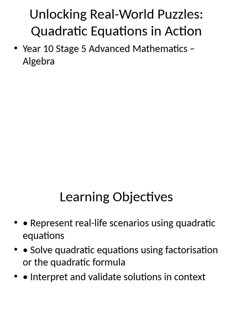 Quadratic Word Problems Lesson | PDF