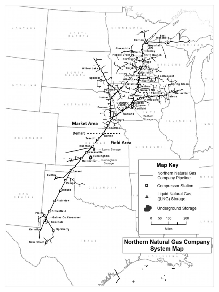 Northern Natural Gas Pipeline Map | PDF | Petroleum | Fuel Production
