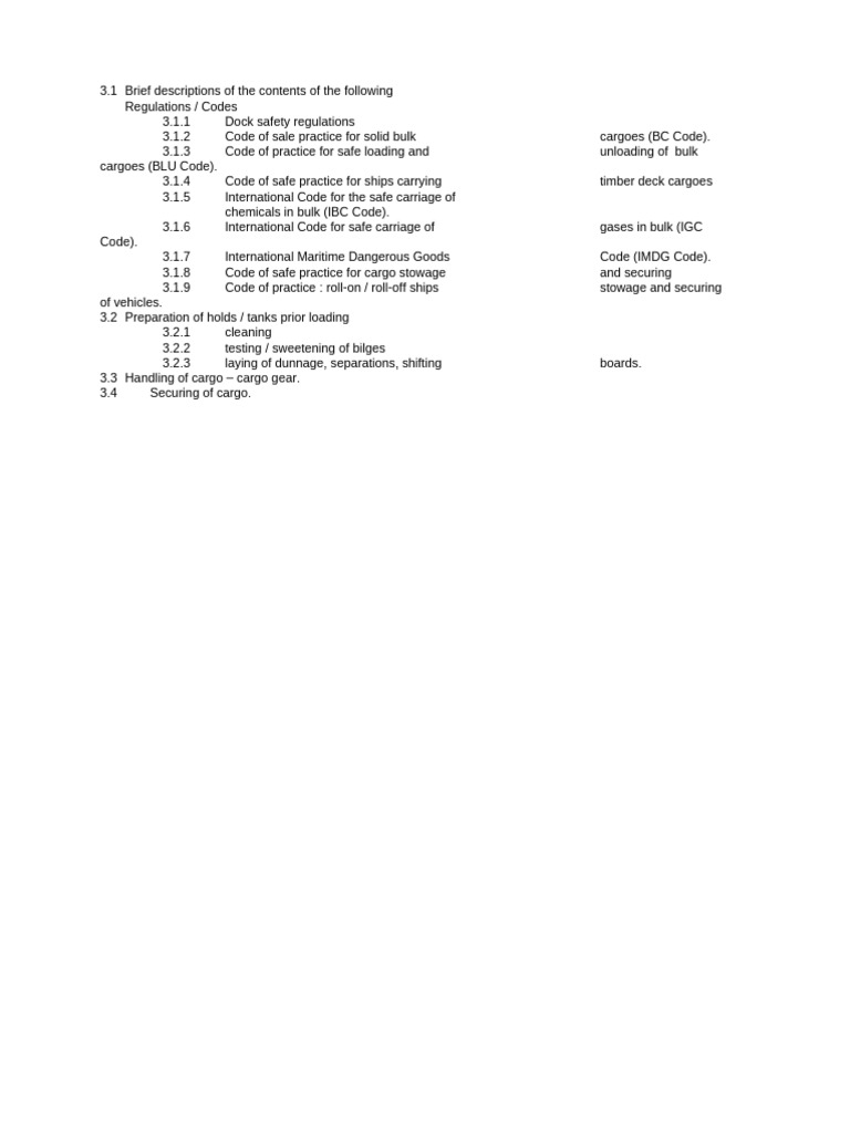 Loading of Cargo & Cargo Regulations | PDF