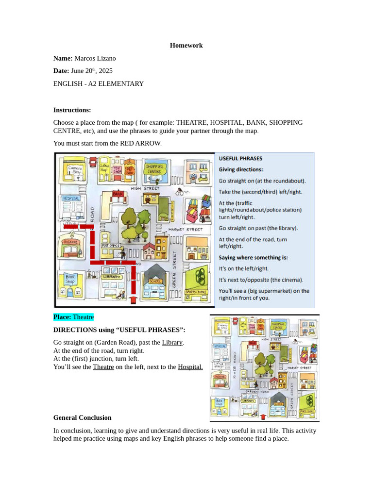 Giving Directions - Ingles A2 - Marcos Lizano | PDF