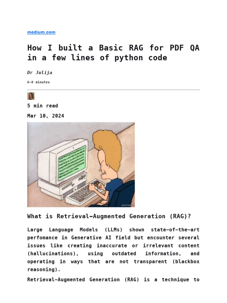 How I Built A Basic RAG For PDF QA in A Few Lines of Python Code - by DR Julija - Medium | PDF ...
