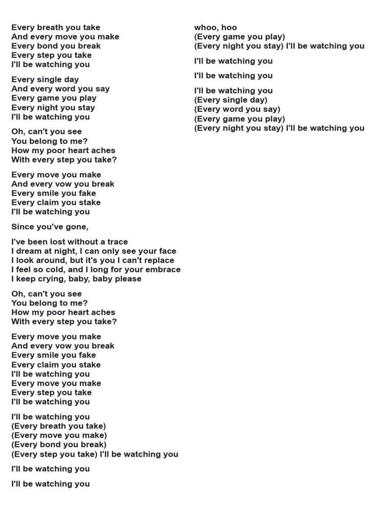 "Every Breath You Take Lyrics Analysis" | PDF