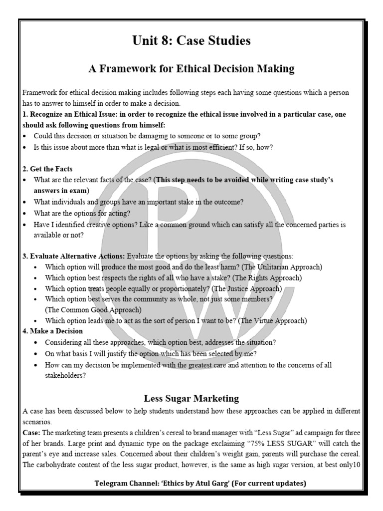 Unit 6 Ethical Concerns and Dilemmas in Government and Private ...