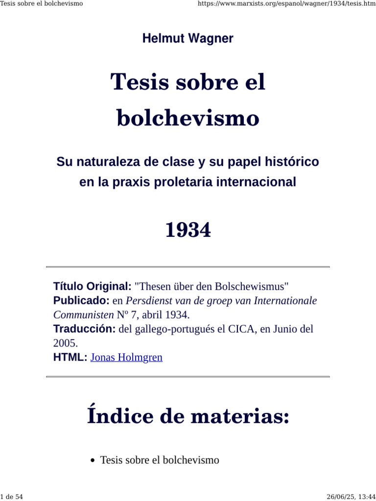 Wagner, Helmut - Tesis Sobre El Bolchevismo (1934) | PDF | Bolcheviques ...