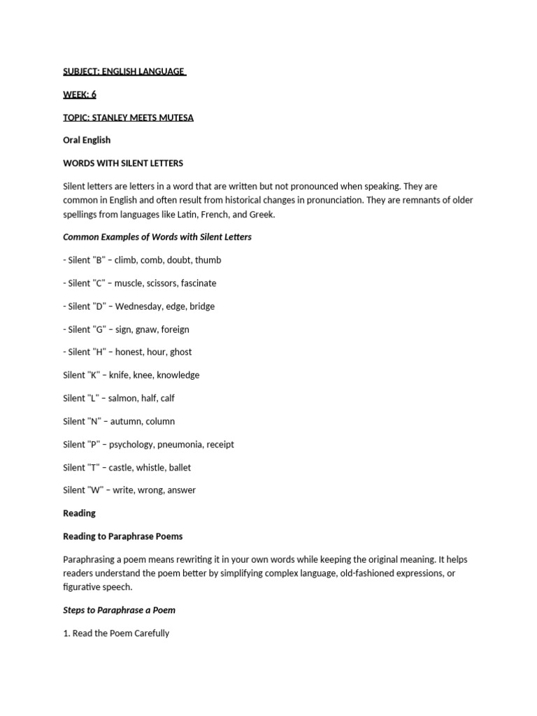 English Note Week 6, 2nd Term | PDF | Linguistics | Grammar