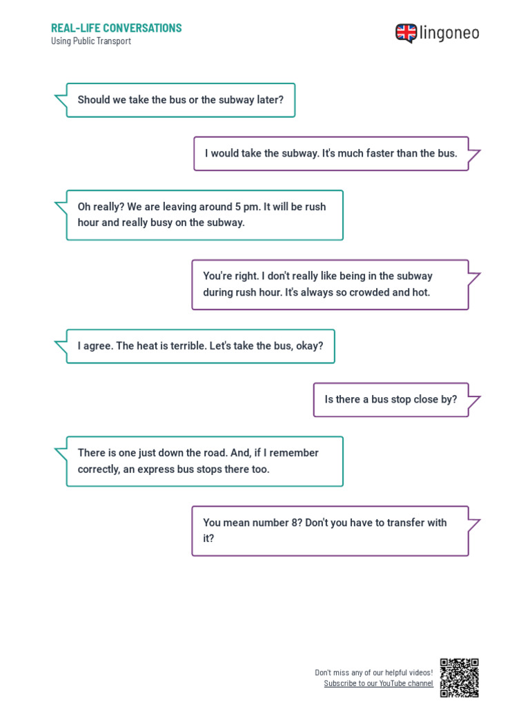 Using Public Transport - Dialogue | PDF