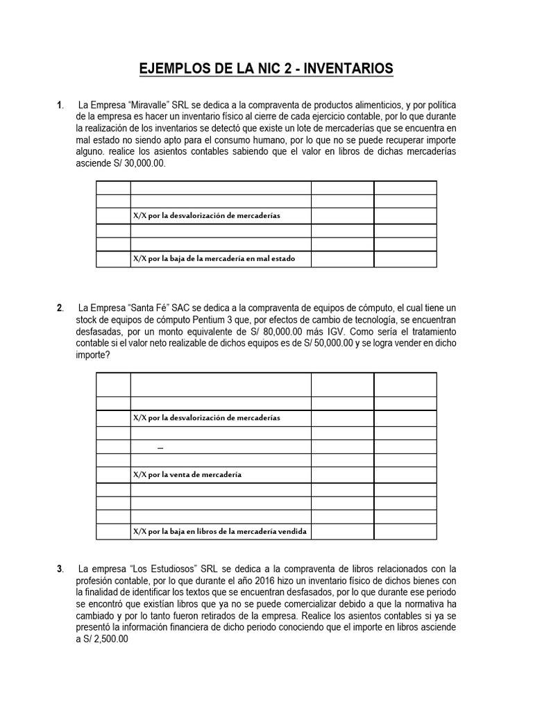 Ejemplos de Asientos Contables NIC 2 | PDF | Contabilidad | Economía ...