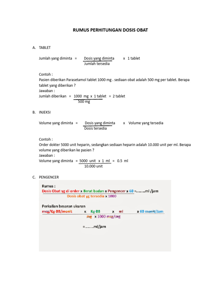 Rumus Perhitungan Dosis Obat | PDF