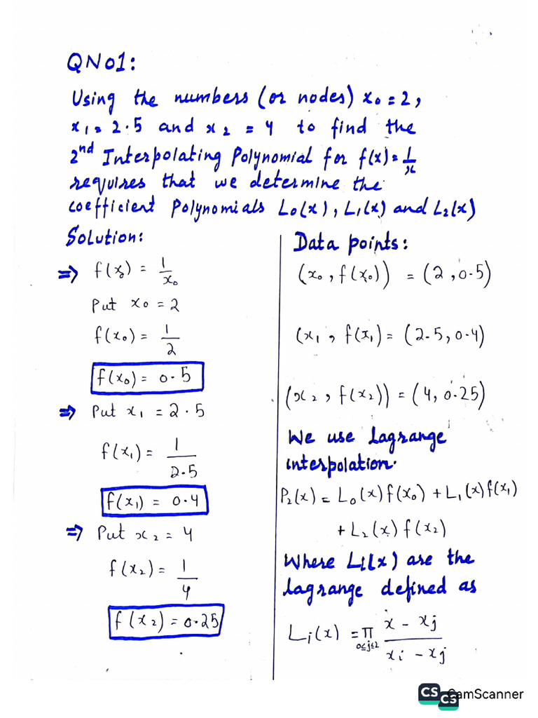 Interpolating Polynomial | PDF