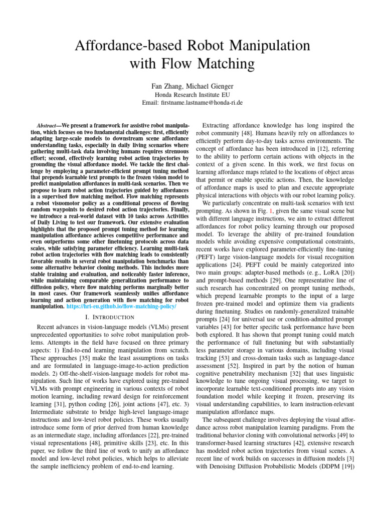 Affordance-Based Robot Manipulation | PDF | Machine Learning | Artificial Intelligence