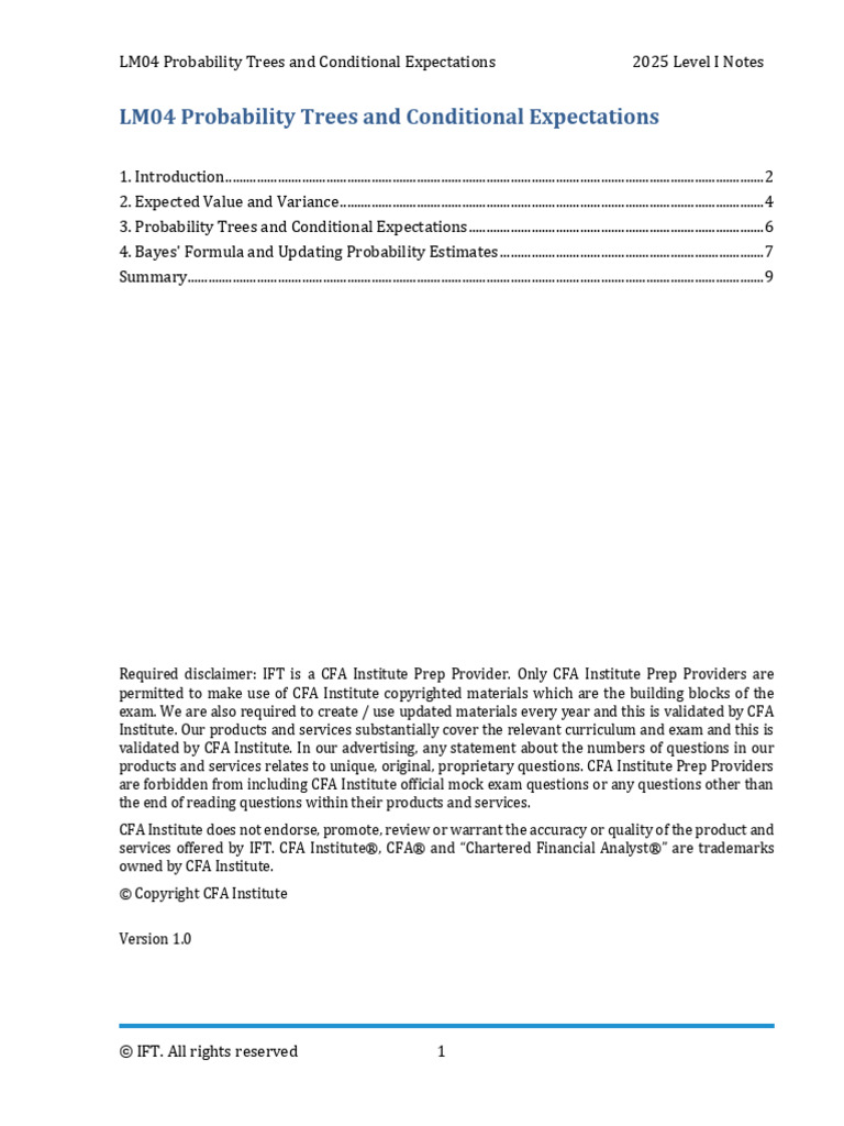 LM04 Probability Trees and Conditional Expectations IFT Notes | PDF ...