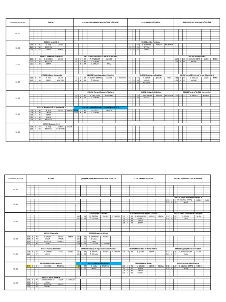 24-25 Bahar Final Programı Görevlendirmeler | PDF