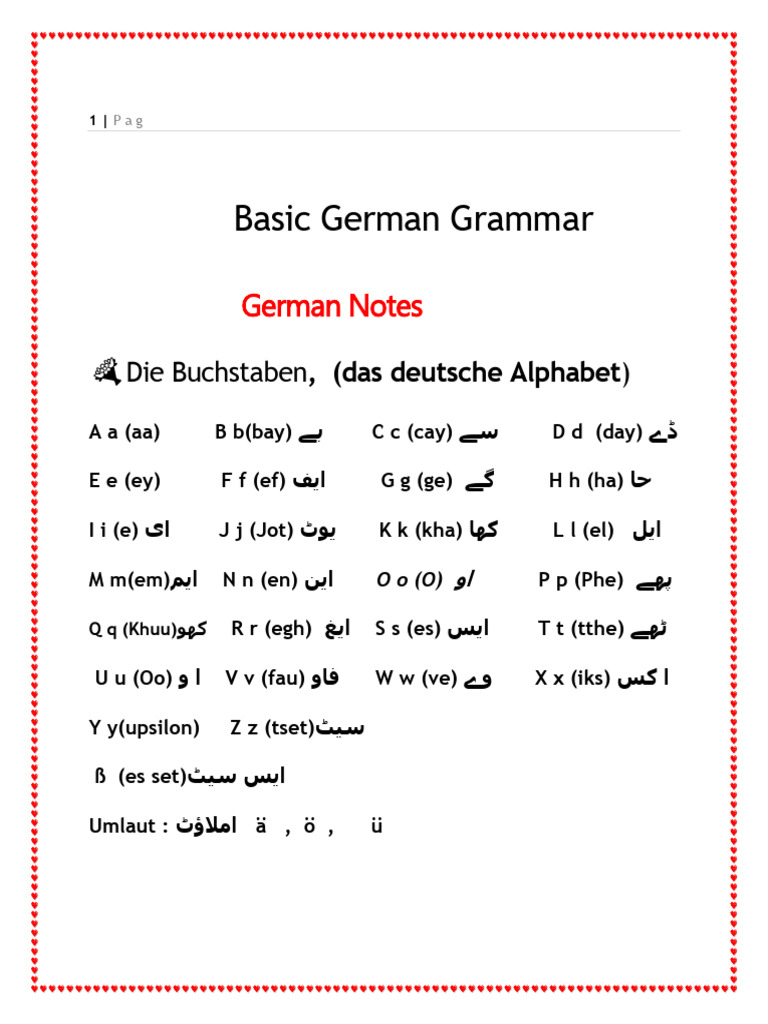 Basic German Grammatik (I) | PDF