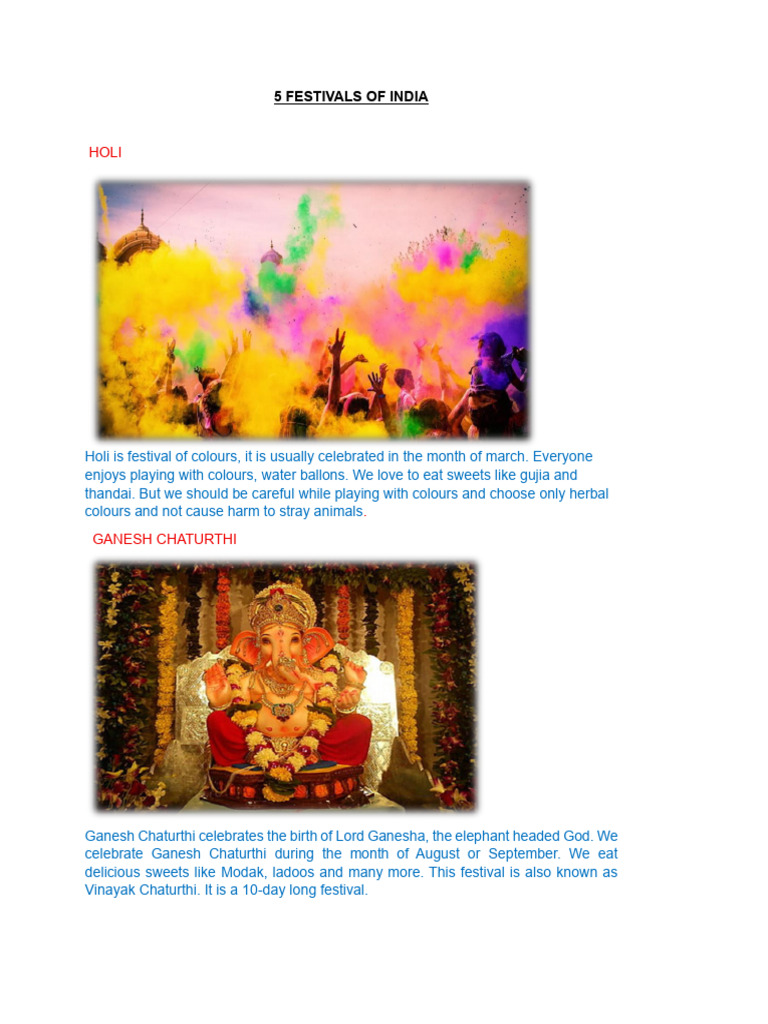 Five Major Festivals of India | PDF