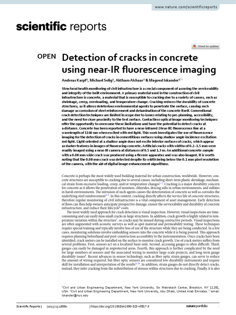Detection of Cracks in Concrete Using Near-IR Fluorescence Imaging ...