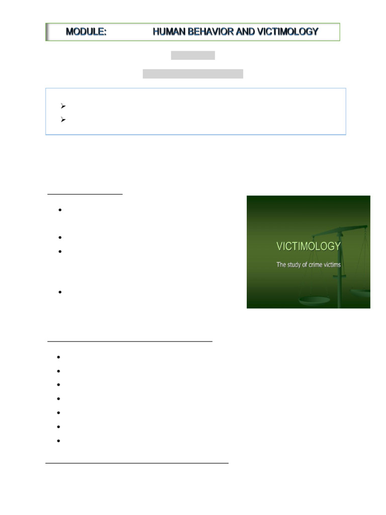 Chapter X - Victim Characteristics | PDF | Victimology | Crimes