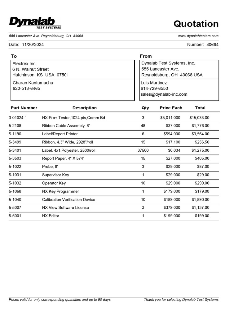 DynalabQuotation-30664 1 | PDF