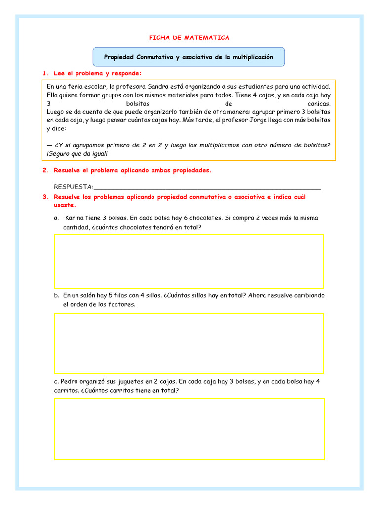 Ficha Mate - Prop Conmutativa y Asociativa | PDF