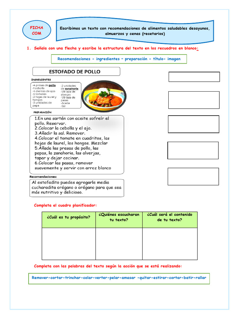 Ficha Comu - Texto Recomendaciones de Recetas | PDF
