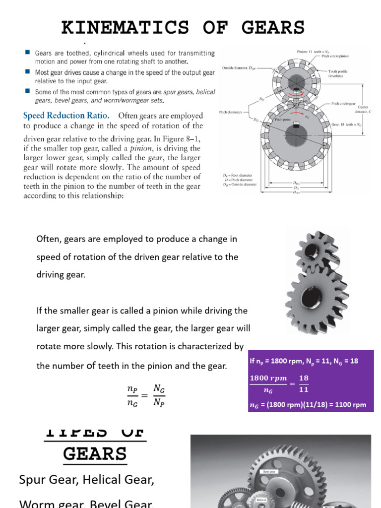Mee 521 - Kinematics of Gears Slides | PDF