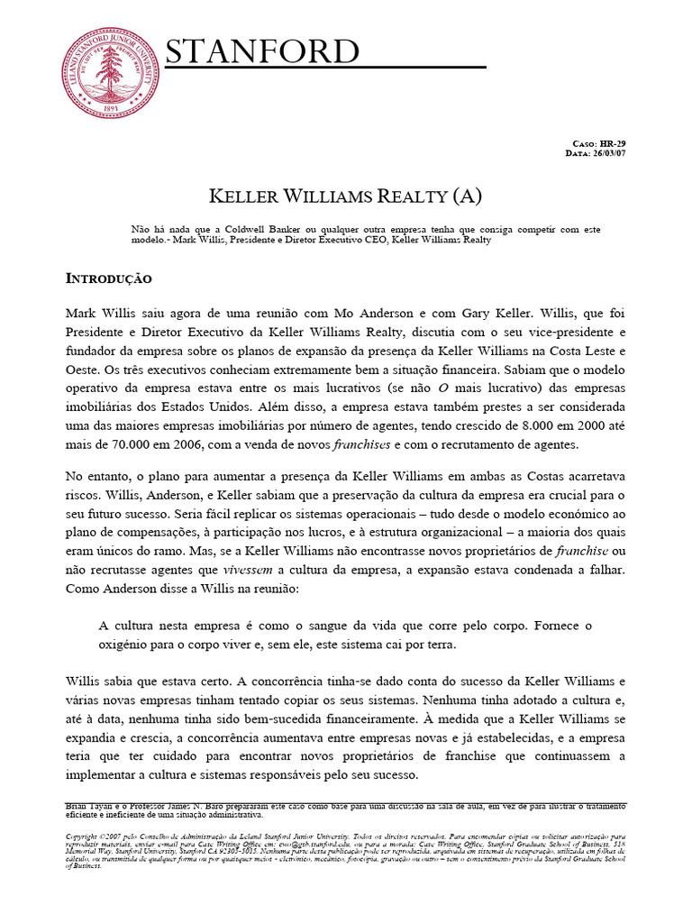 Stanford Case Study Portugues A | PDF | Economia | Business