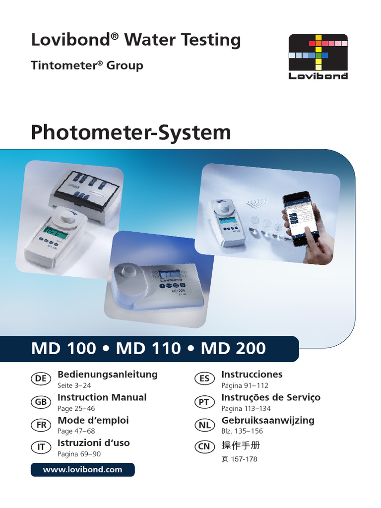 Manual de uso Lovibond MD 100 | PDF | Batería recargable | Calibración