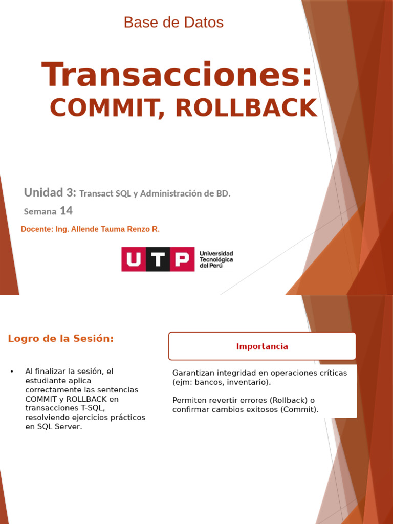 S14 - Transacciones | PDF | SQL | Servidor SQL de Microsoft