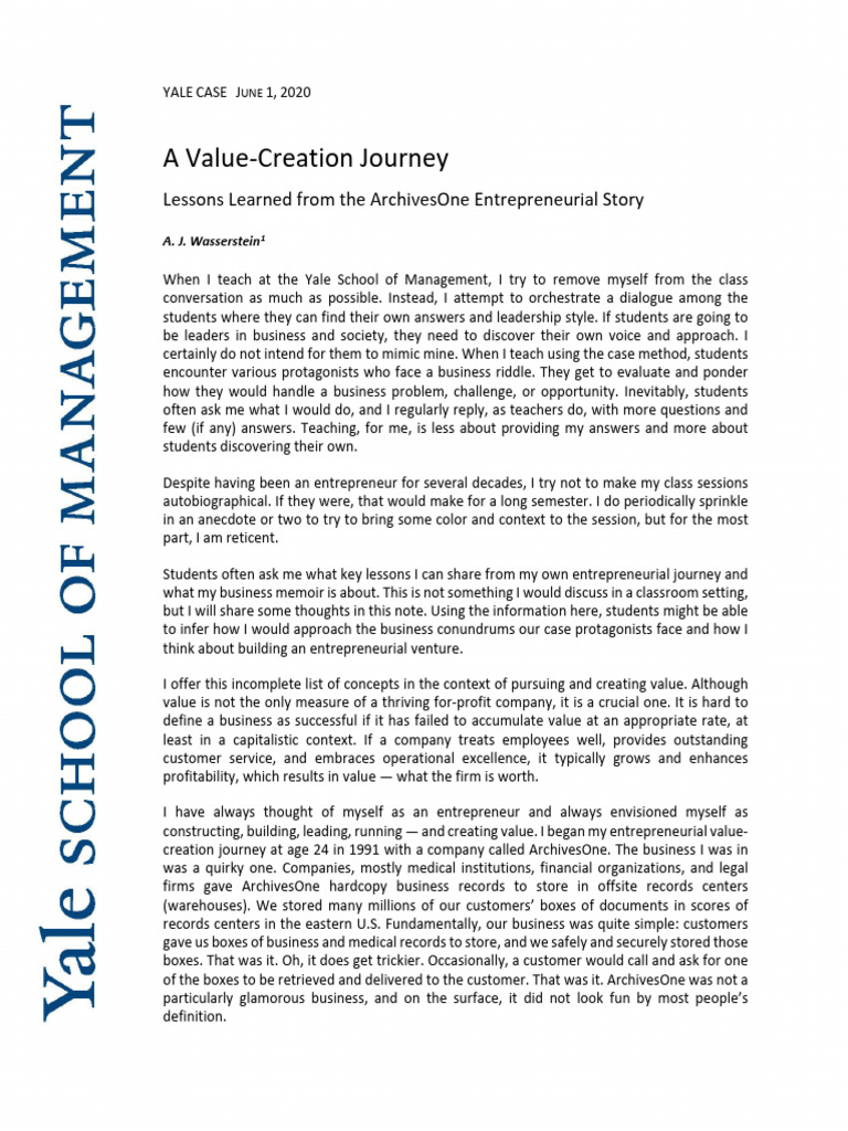A Value-Creation Journey | PDF | Entrepreneurship | Debt