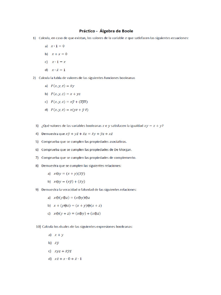 Trabajo Practico 3 Algebra Booleana | PDF