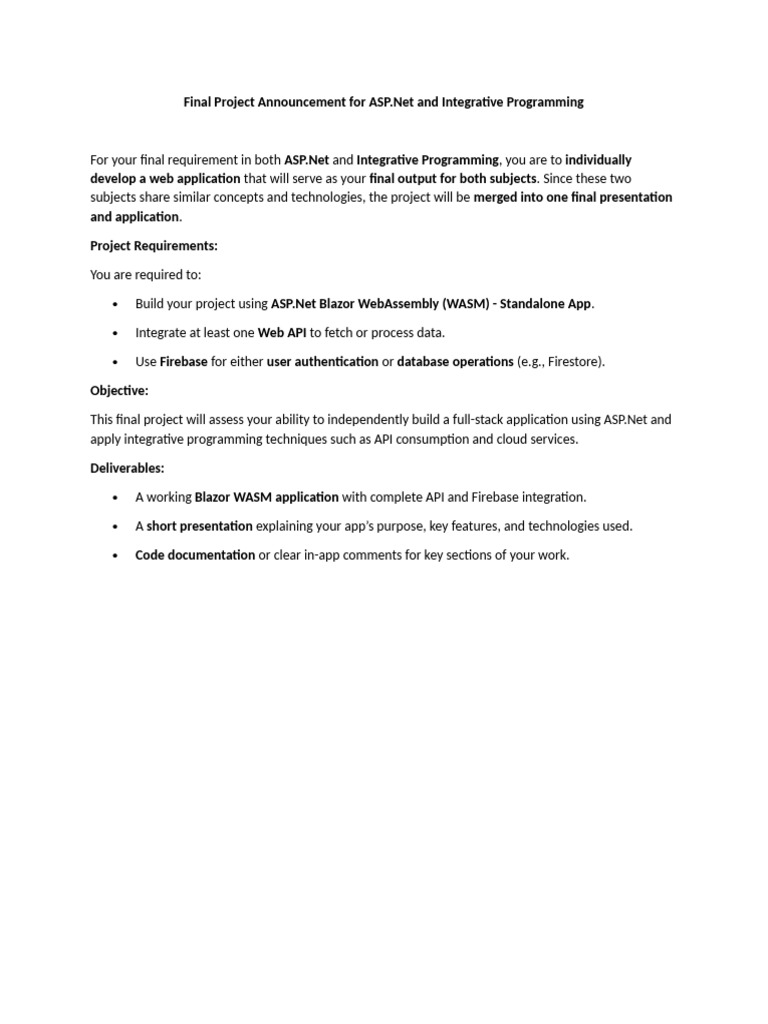 Final Project For ASP - Net and Integrative Programming | PDF ...