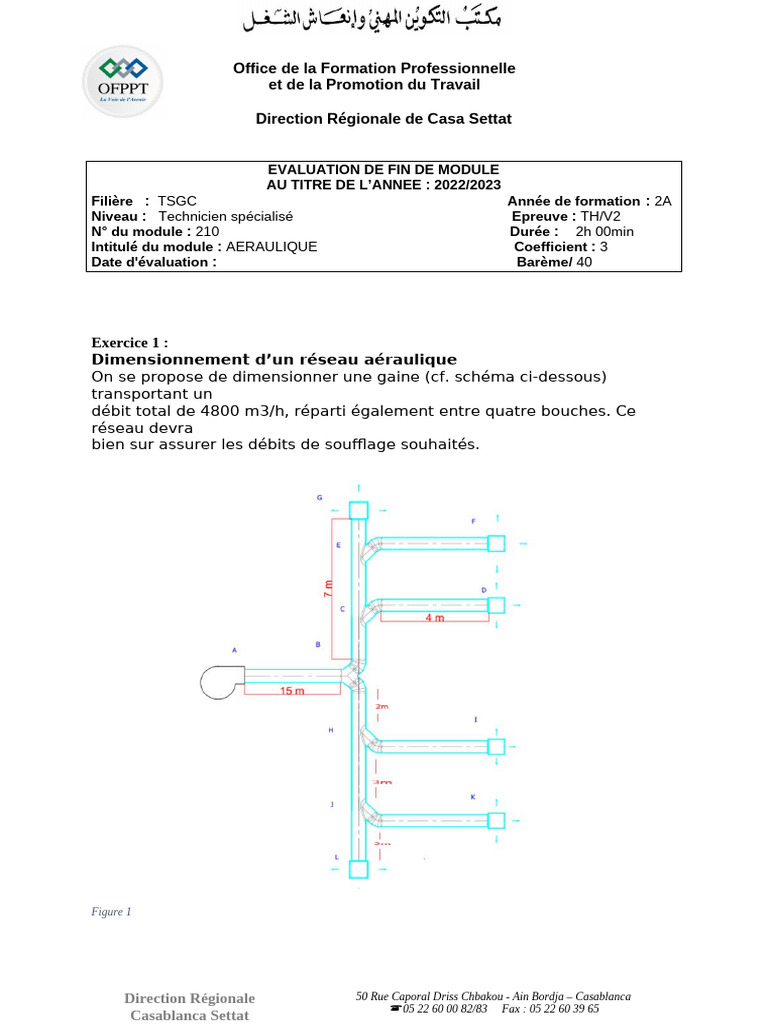 Évaluation Aéraulique 2022/2023 TSGC | PDF | Mécanique des fluides ...