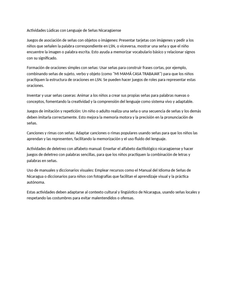 Actividades Lúdicas LSN | PDF