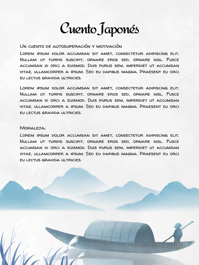 Documento A4 Página de Cuento Japones Ilustrativo Acuarela Celeste | PDF