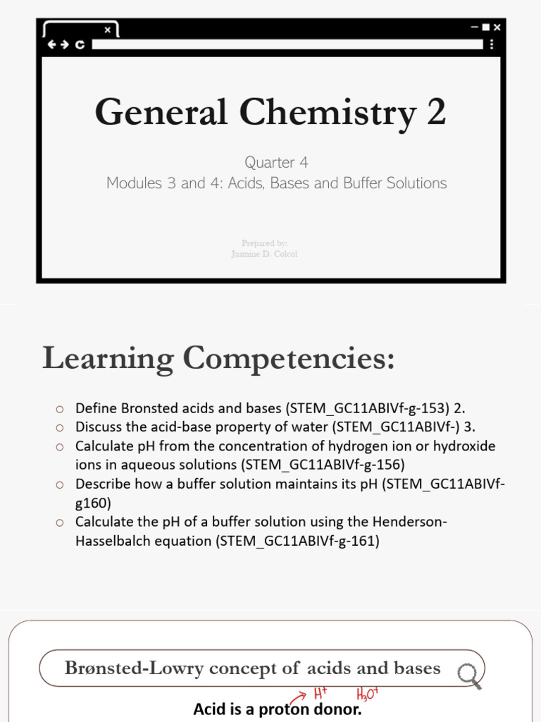 GenChem2 Acids Base Buffer Solution REDOX Reaction | PDF | Acid | Redox