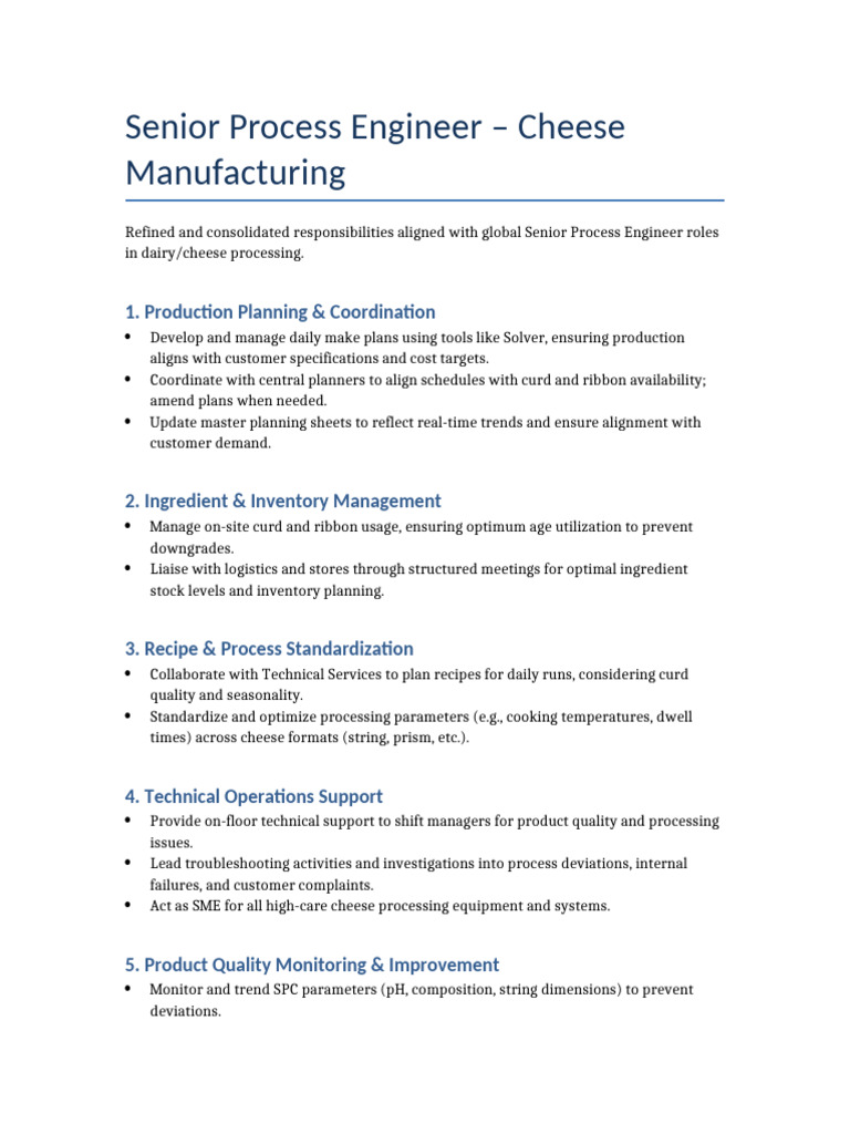 Senior Process Engineer Responsibilities | PDF | Six Sigma | Business
