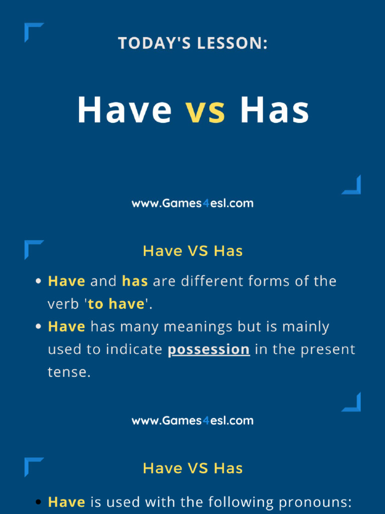 Have Has PowerPoint Lesson | PDF