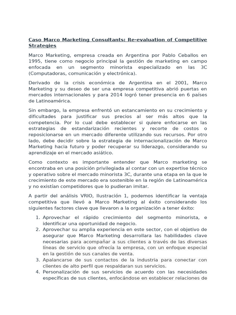 Estrategias Competitivas de Marco Marketing | PDF | Marketing | Business