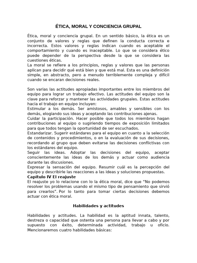 Copia de 9. Etica, Moral y Conciencia Grupal | PDF | Moralidad ...