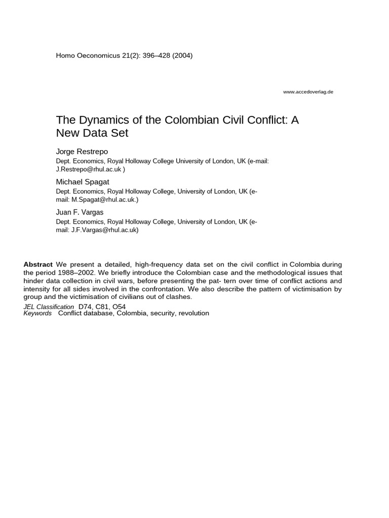 ThedynamicsoftheColombian Conflict | PDF | Civil War