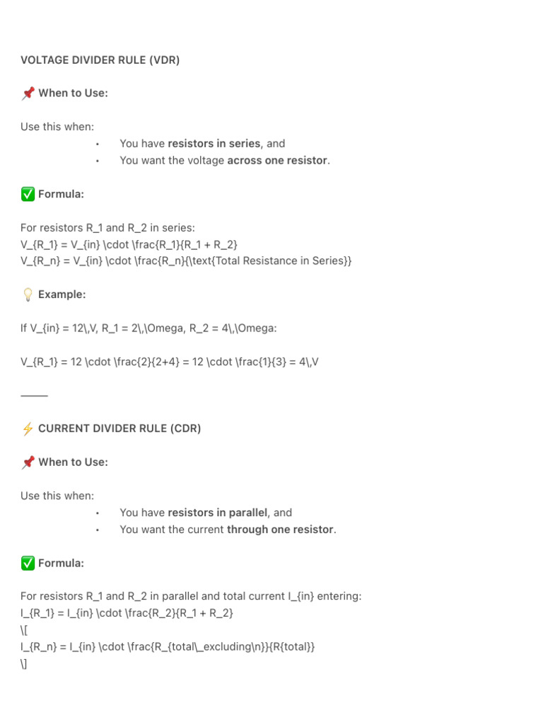 Voltage Divider Rule (VDR) | PDF