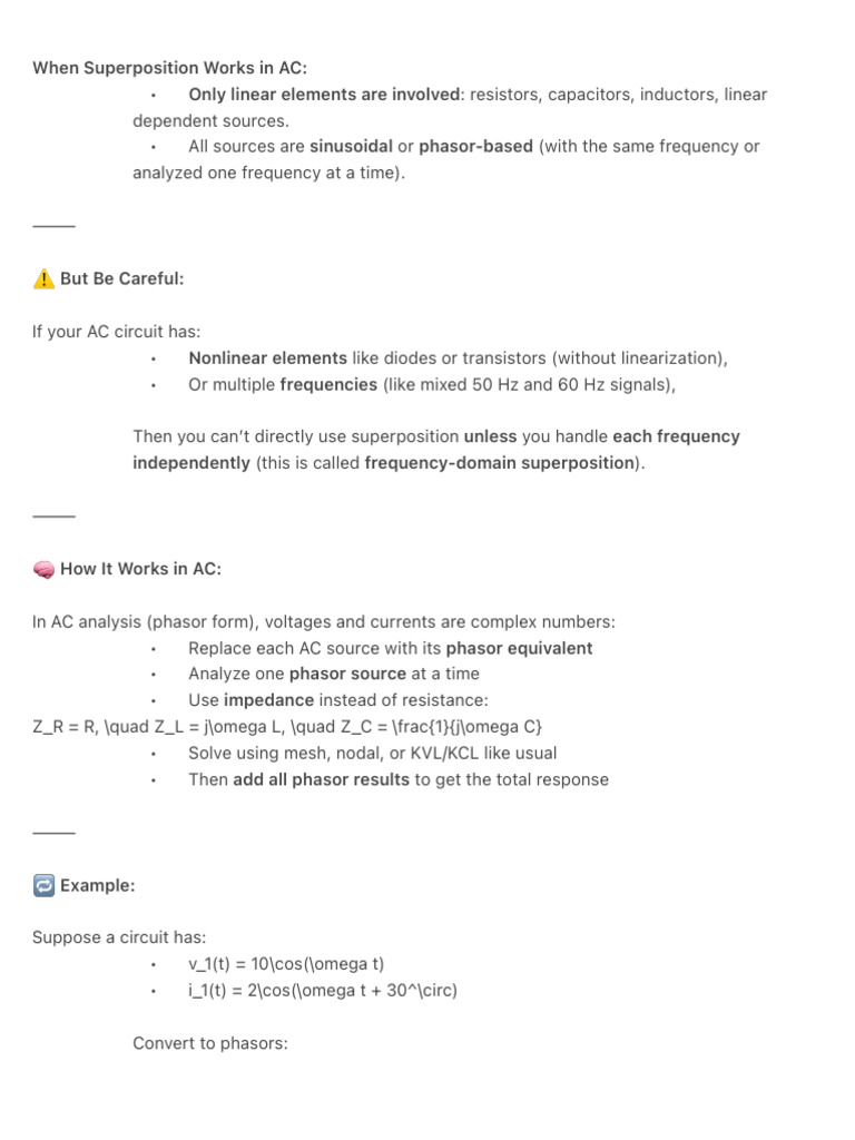 When Superposition Works in AC | PDF