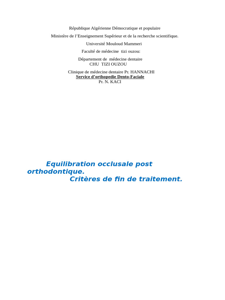 Équilibrage Occlusal Post-Orthodontique | PDF | Orthodontie | Branches ...