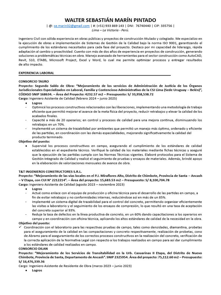 Anex-Cv Marinpintado | PDF | Hormigón | Autodesk Revit