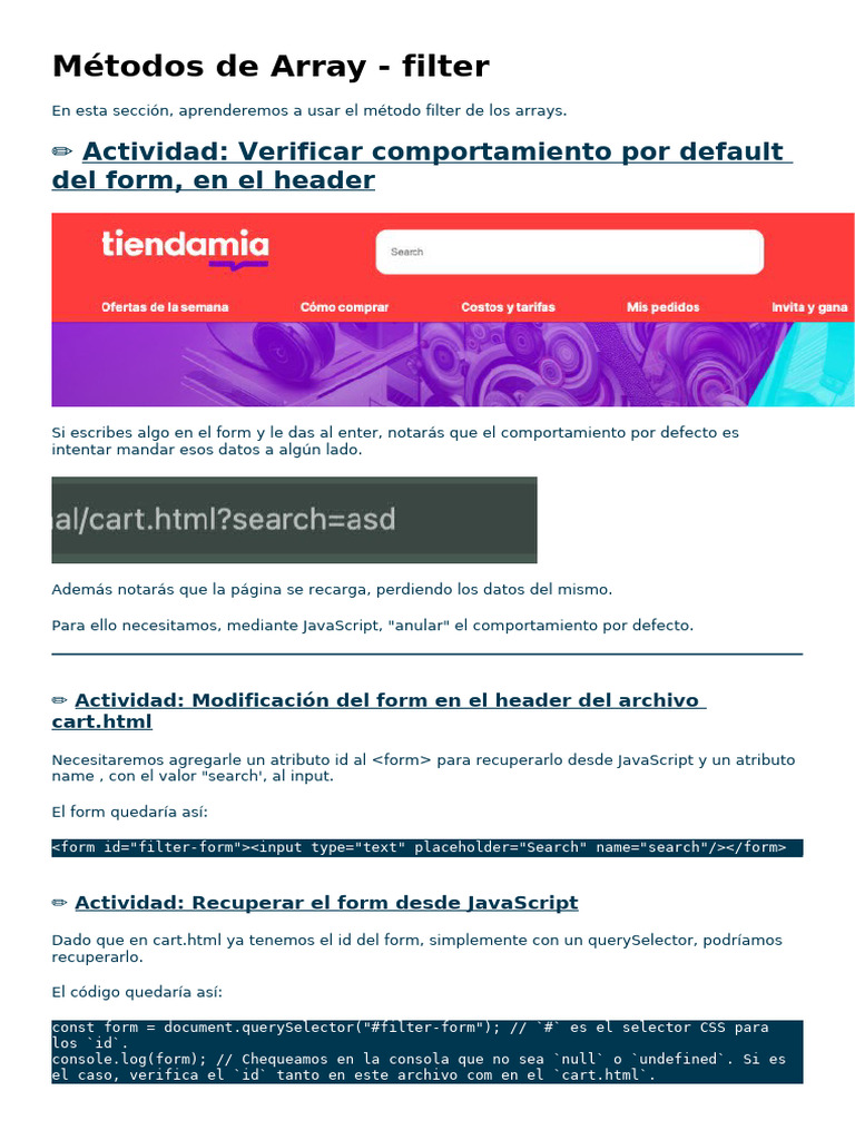 Usar filter en formularios con JavaScript | PDF | Script Java | Desarrollo web