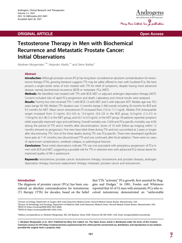 Testosterone Therapy in Advanced Prostate Cancer | PDF | Prostate ...